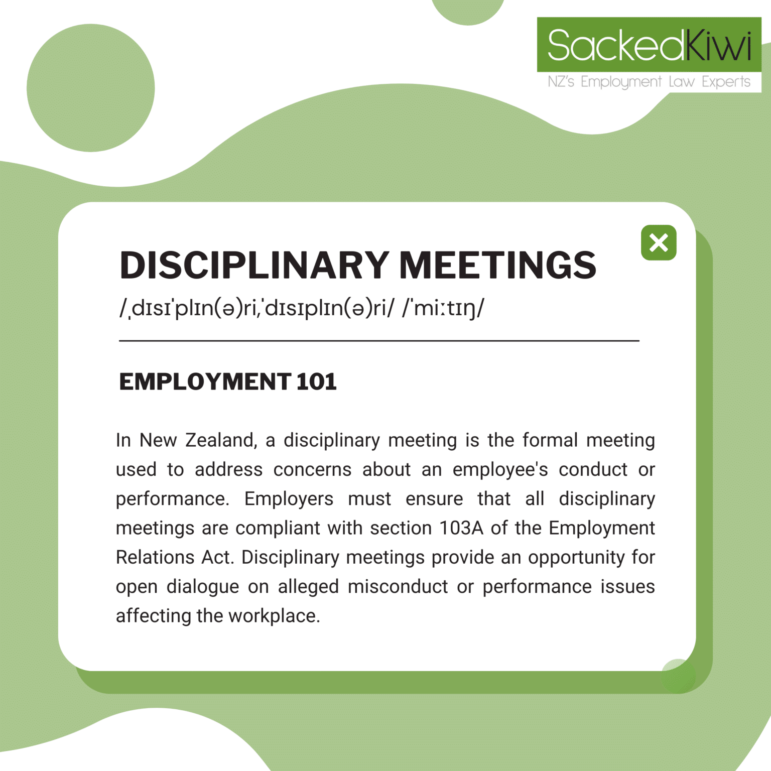Disciplinary Meeting - Sacked Kiwi
