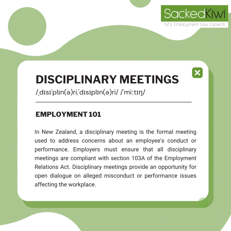 Disciplinary Meeting - Sacked Kiwi